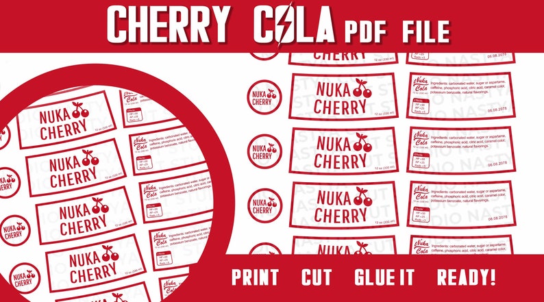 Cherry Cola Label Fallout Inspired for Fans Pdf Label Printable Digital ...