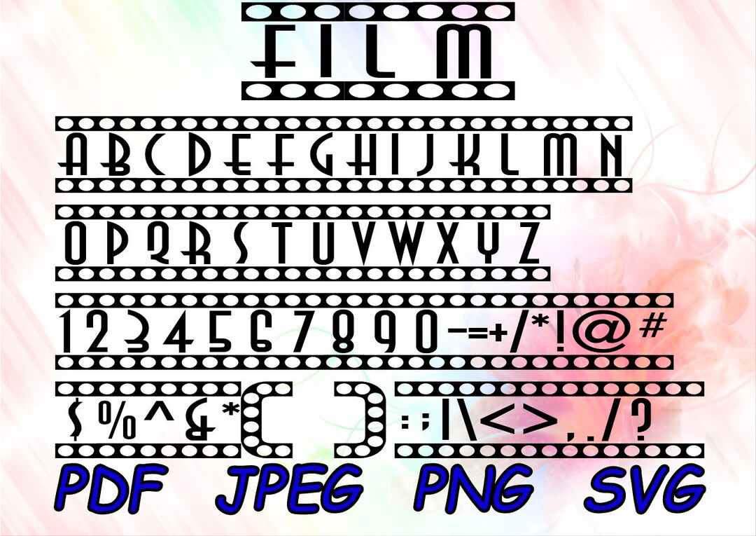 Film Alphabet Svg Font Black Letters Customize Gift Svg - Etsy Canada