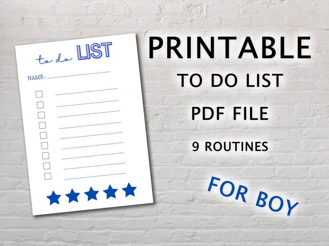 Minimal to Do List Printable Printable to Do List CHORE CHART Perfect ...