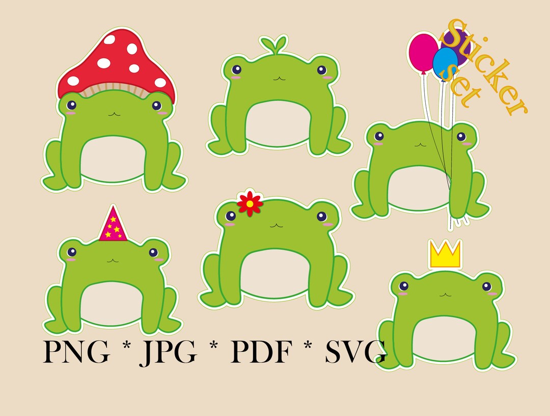 Frog Digital Stickers, Frogs Stickers , 8 Files Png Pdf Svg Jpg ...