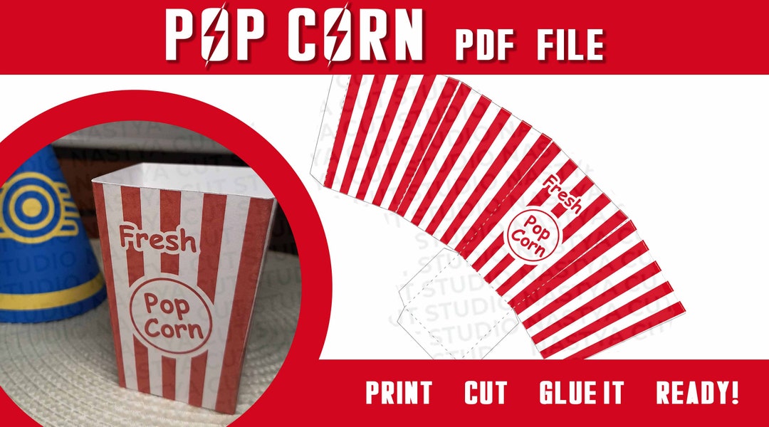 Popcorn Bucket Snack Fallout Popcorn Box, Party PDF, Birthday, Party ...