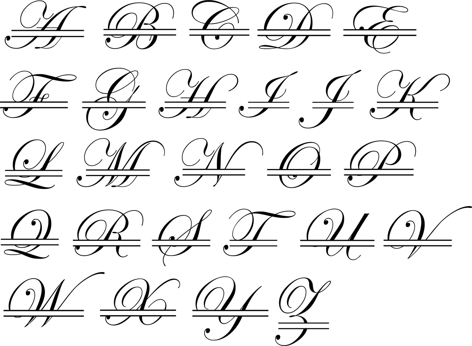 Calligraphy Split Monogram Alphabet SVG Cut File for Cricut - Etsy