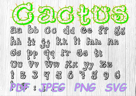 Cactus Alphabet Svg Font Svg Black Letters Customize Gift - Etsy
