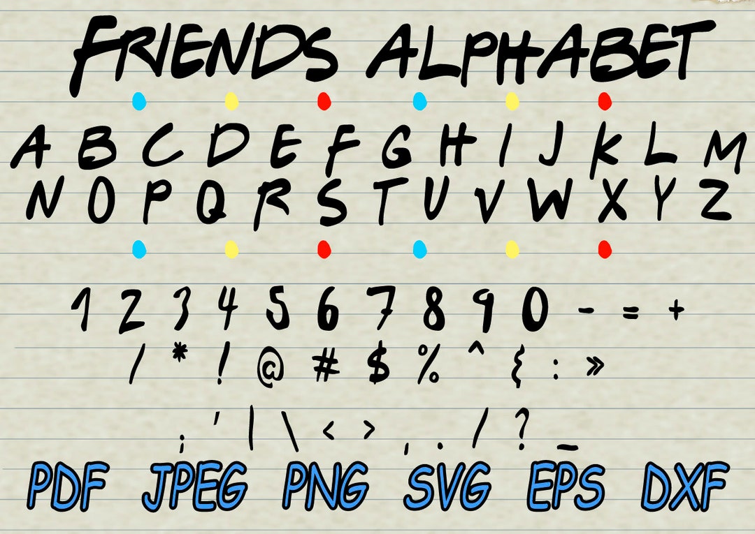Friends Alphabet SVG Svg Party Style Font Svg Letters PNG - Etsy