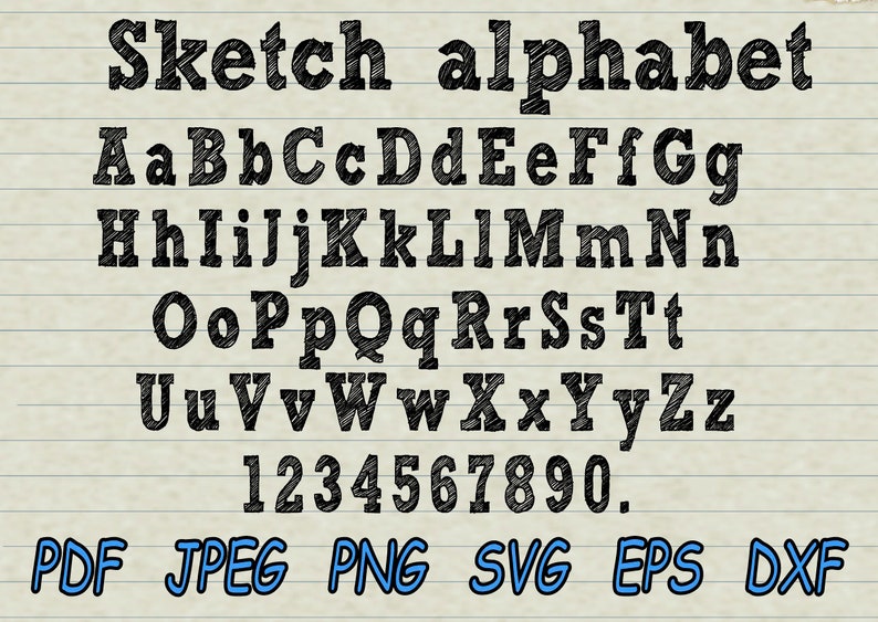 Boceto del alfabeto SVG letras svg PNG personalizar regalo - Etsy México
