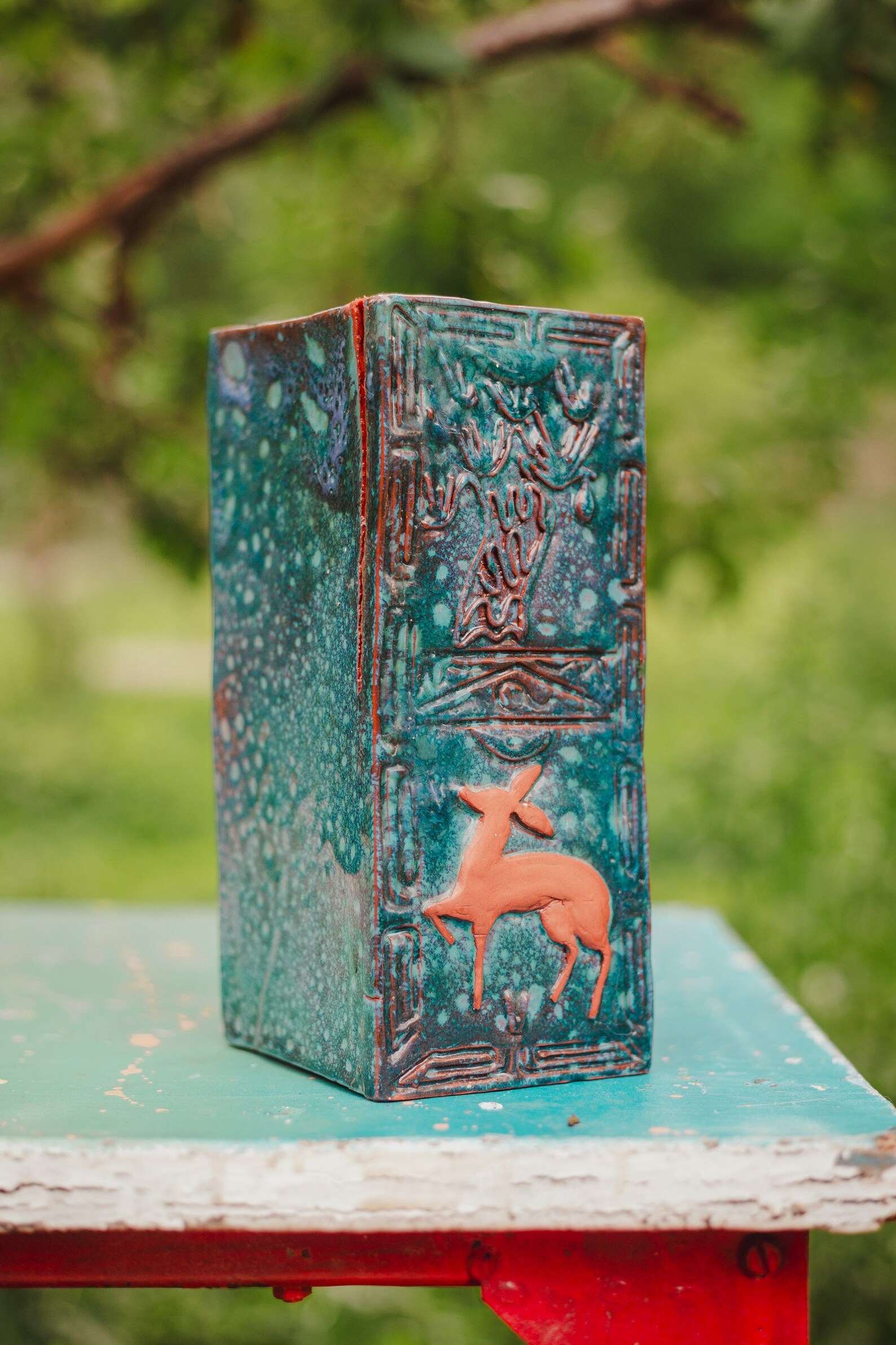 Handcrafted Ceramic Vase With Deer Motif - Unique Decorative Piece - Etsy