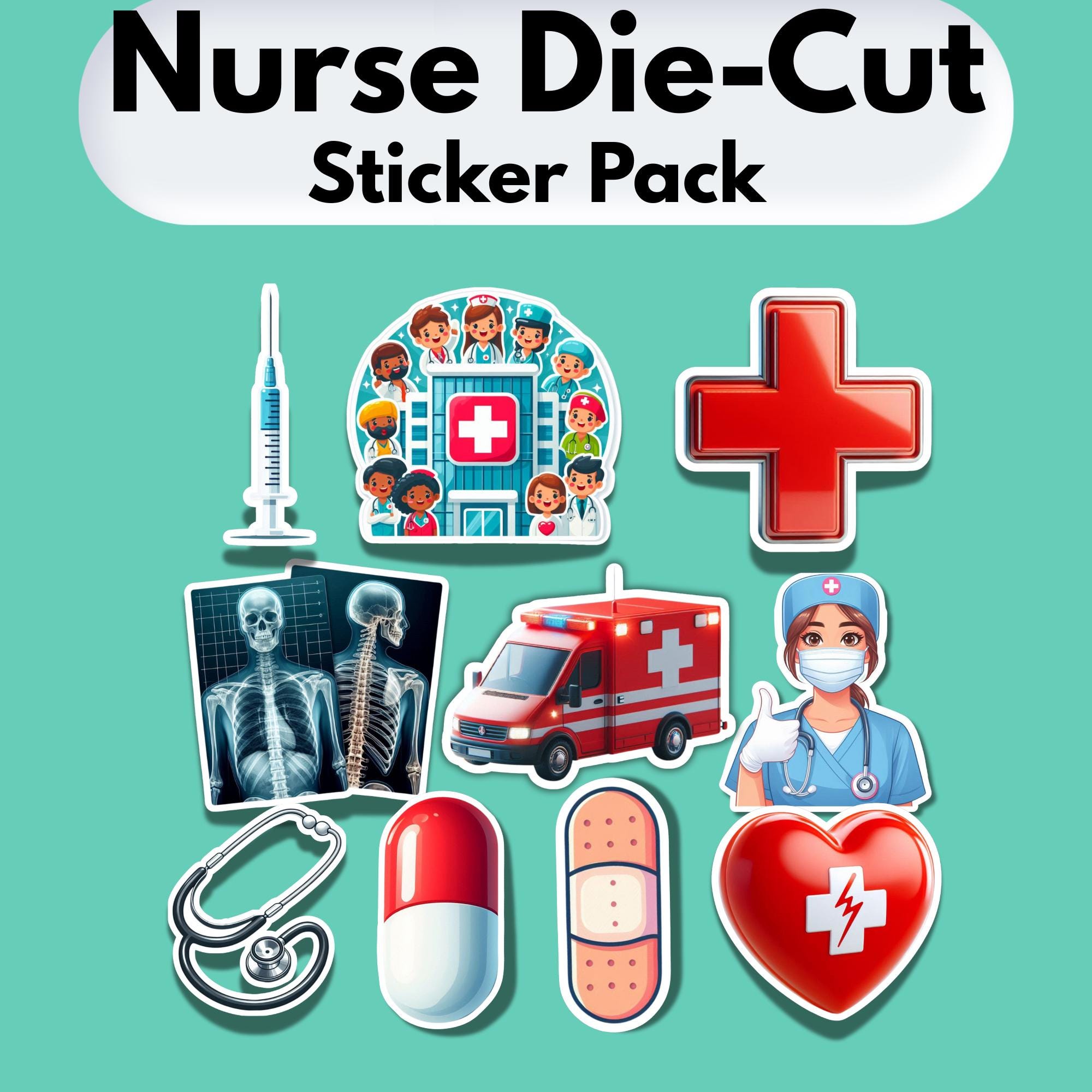 Nurse Hospital Medical Sticker Pack | Bundle | Die-cut | Waterproof ...