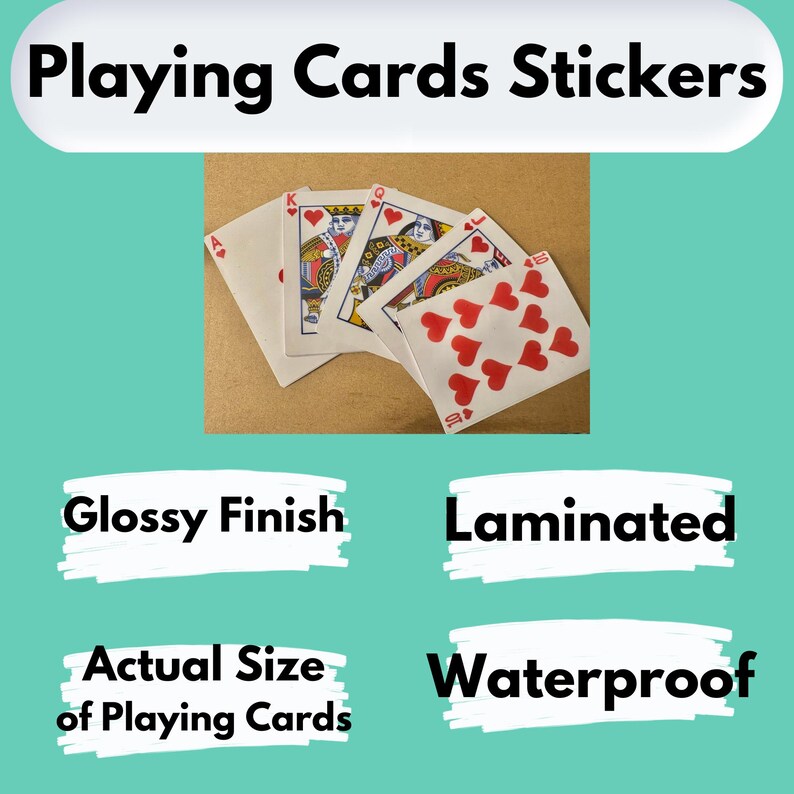 Actual Size Poker Card Waterproof Vinyl Stickers Casino | Card Decor ...