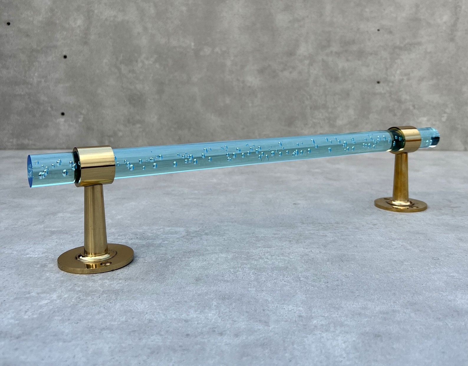 Handmade Brass & Blue Bubble Lucite Towel Bar - Modern Bathroom Rack - Etsy