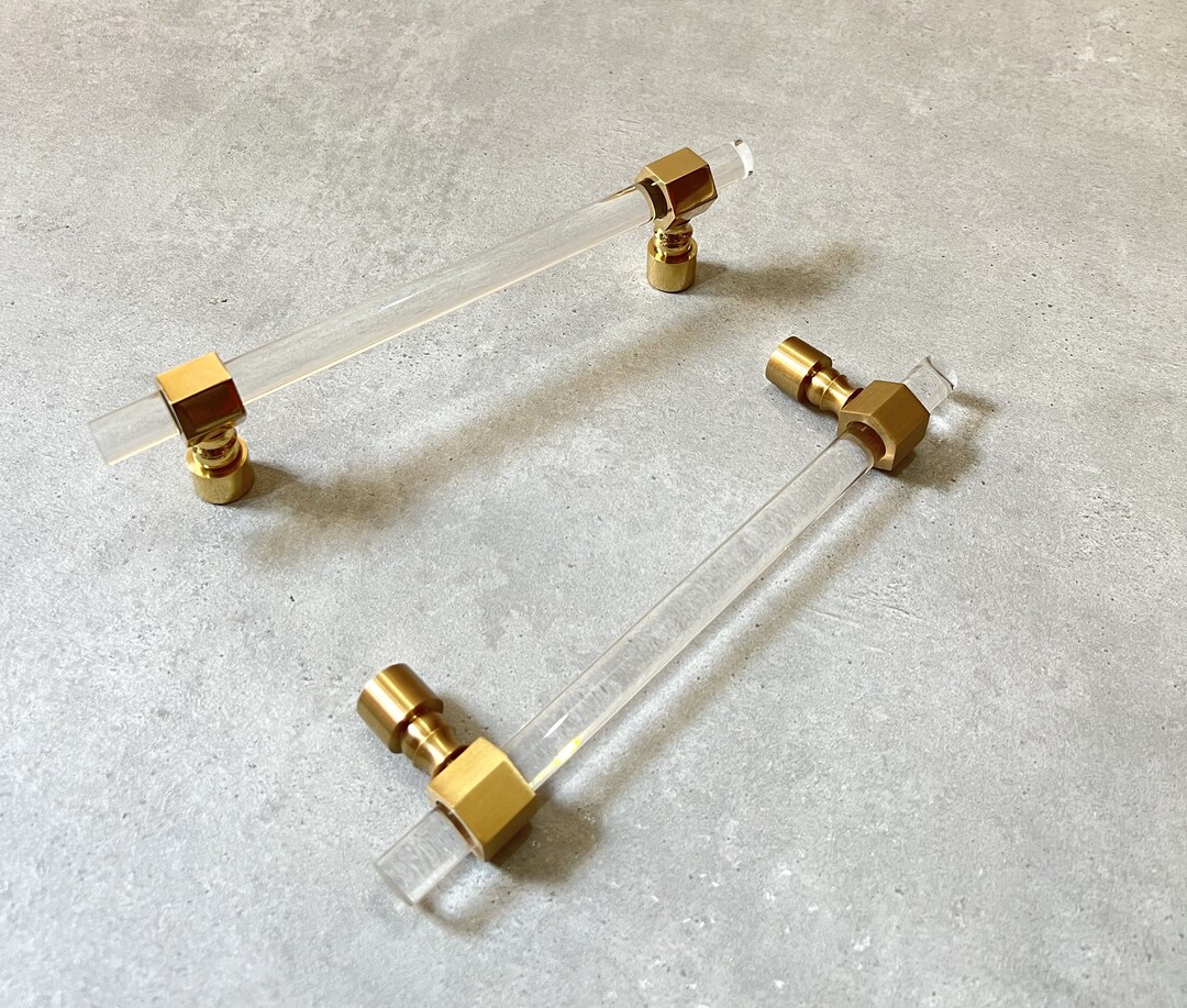 Handmade Brass Lucite Cabinet Pull Modern Drawers Pull Handle - Etsy