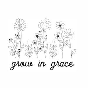 Grown in Grace Machine Embroidery Design. 5 Sizes. Christian Embroidery ...