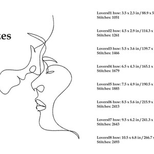 One Line Machine Embroidery Design. 8 Sizes. Lovers Embroidery Design ...