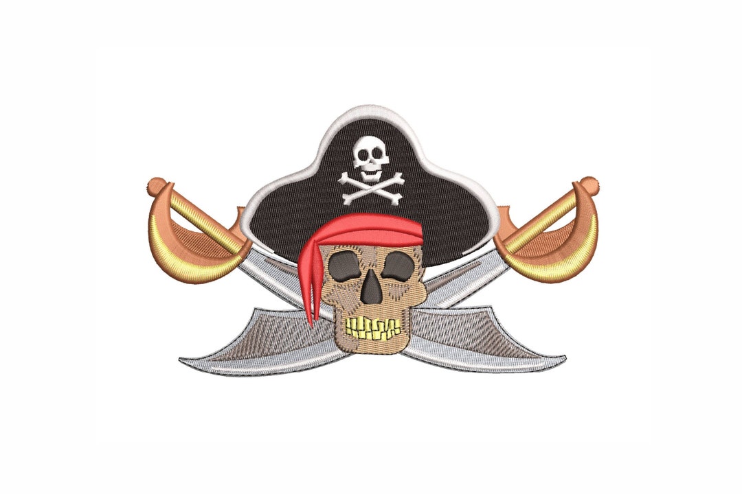 Skull Pirate Machine Embroidery Design 4 Sizes. Pirate Embroidery ...