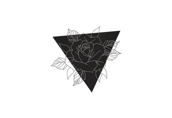 Rose in Triangle Machine Embroidery Design. 5 Sizes. Line Rose - Etsy