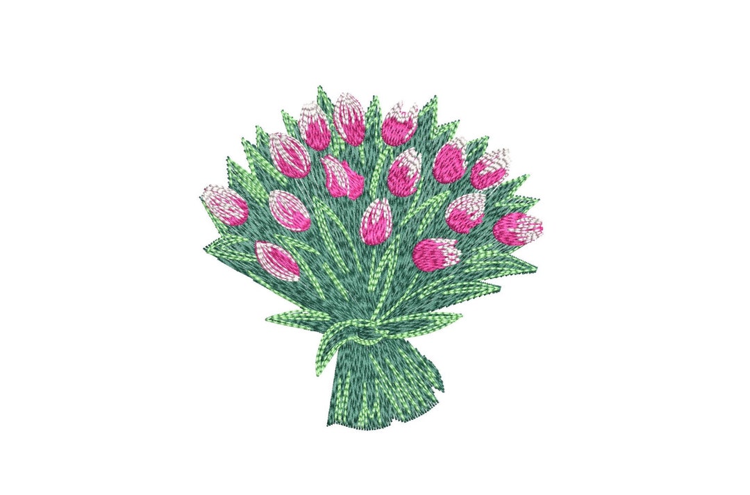 Tulips Embroidery Design. 3 Sizes. Bouquet of Flowers Embroidery Design ...