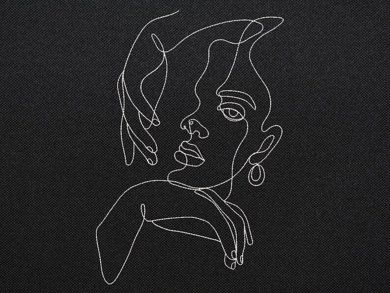Woman Machine Embroidery Design. 6 Sizes. One Line Embroidery - Etsy