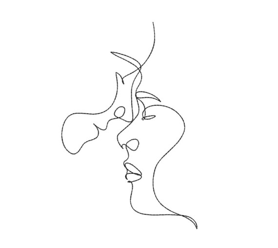 One Line Machine Embroidery Design. 8 Sizes. Lovers Embroidery - Etsy