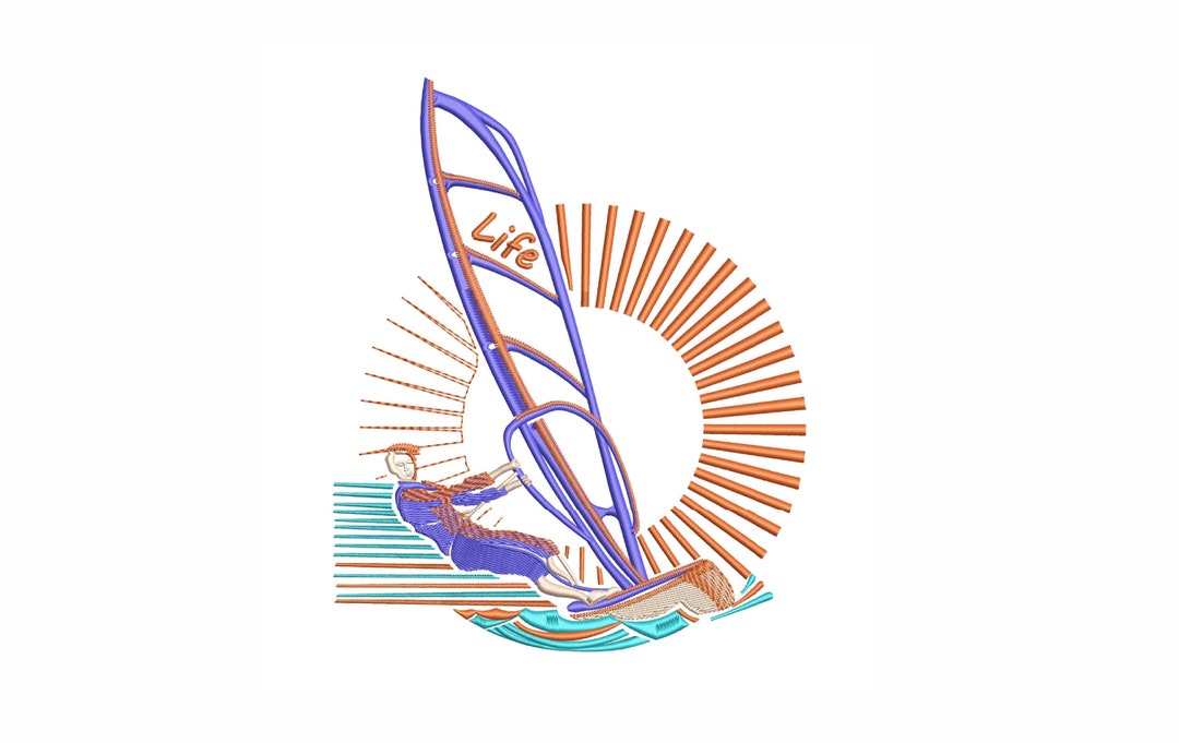 Windsurf Machine Embroidery Design. 5 Sizes. Water Sport Machine ...