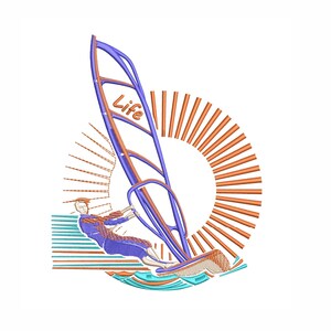 Windsurf Machine Embroidery Design. 5 Sizes. Water Sport Machine ...