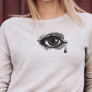 Teary Eye Machine Embroidery Design. 5 Sizes. Eye Embroidery Design - Etsy