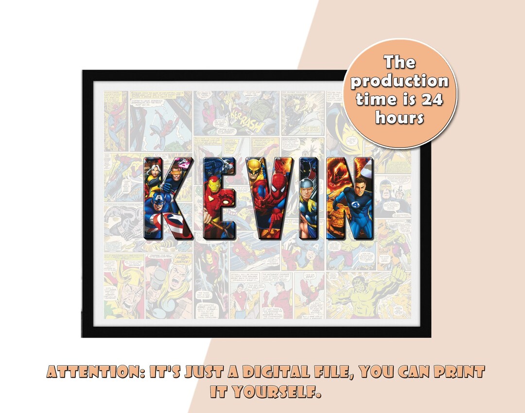 MARVEL NAME Customized Name Wall Art, Custom Name Art, Digital Name ...