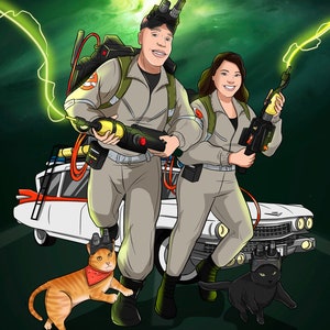 Custom Ghostbusters Portrait, Custom Family Portrait From Photo, Couple ...