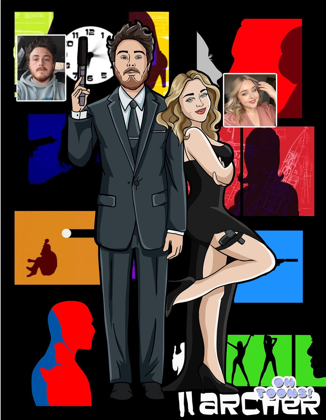 Archer Portrait Archer Couple Portrait Secret Agent Digital - Etsy