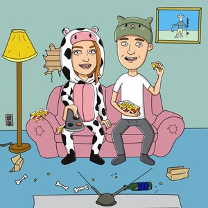 Beavis and Butthead Portrait, Beavis and Butthead Style, Personalized ...