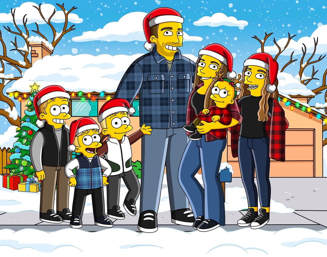 Simpsons Portrait, Custom Christmas Family Cartoon Portrait Gift ...