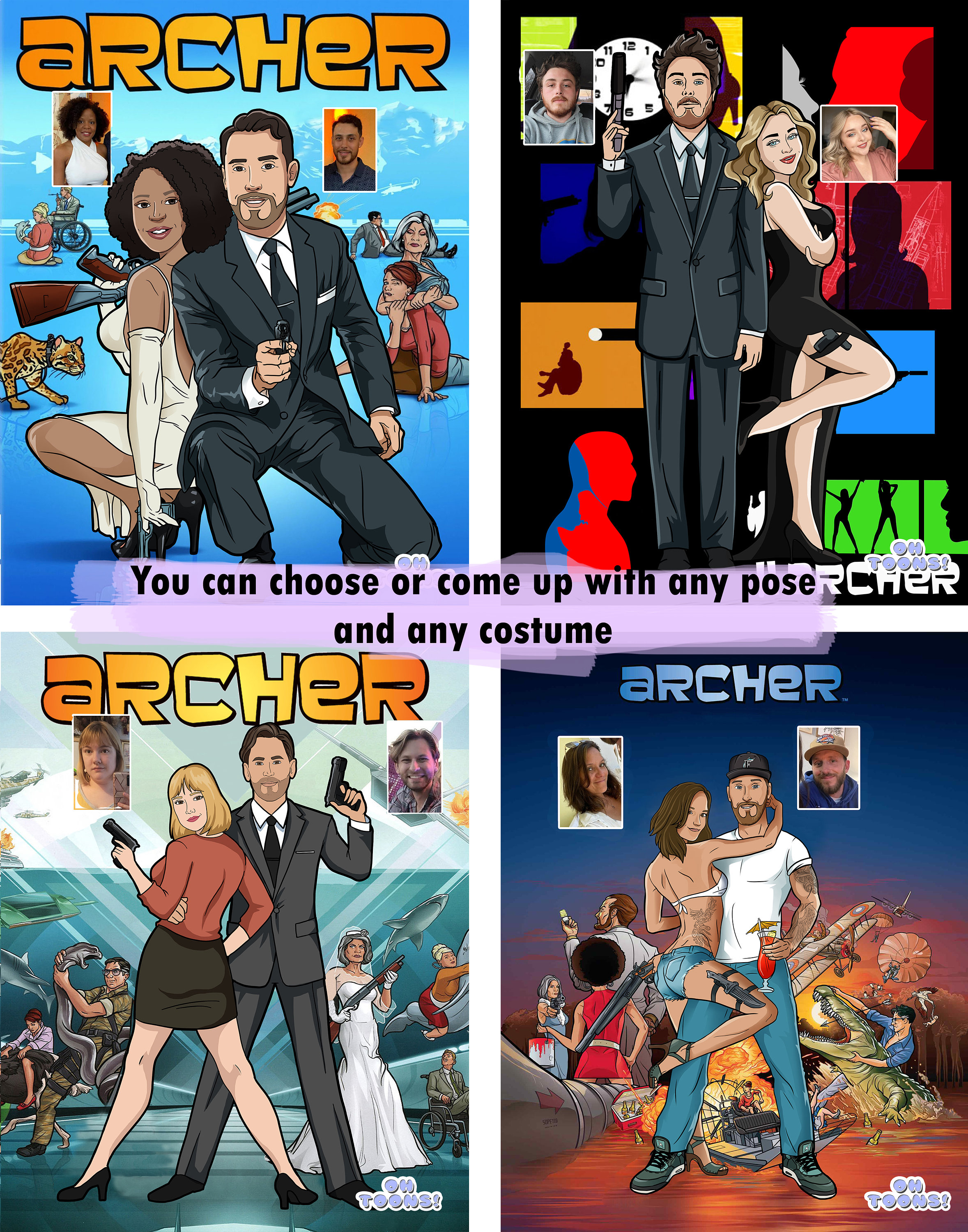 Archer Portrait Archer Couple Portrait Secret Agent Digital - Etsy