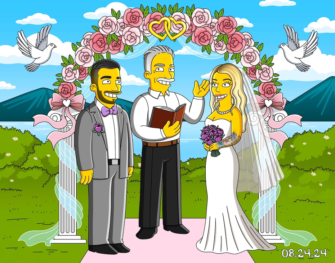 Custom Simpsons Wedding Portrait, Anniversary Gift - Etsy