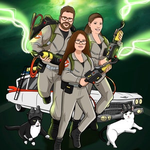 Custom Ghostbusters Portrait, Custom Family Portrait From Photo, Couple ...