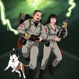 Custom Ghostbusters Portrait, Custom Family Portrait From Photo, Couple ...