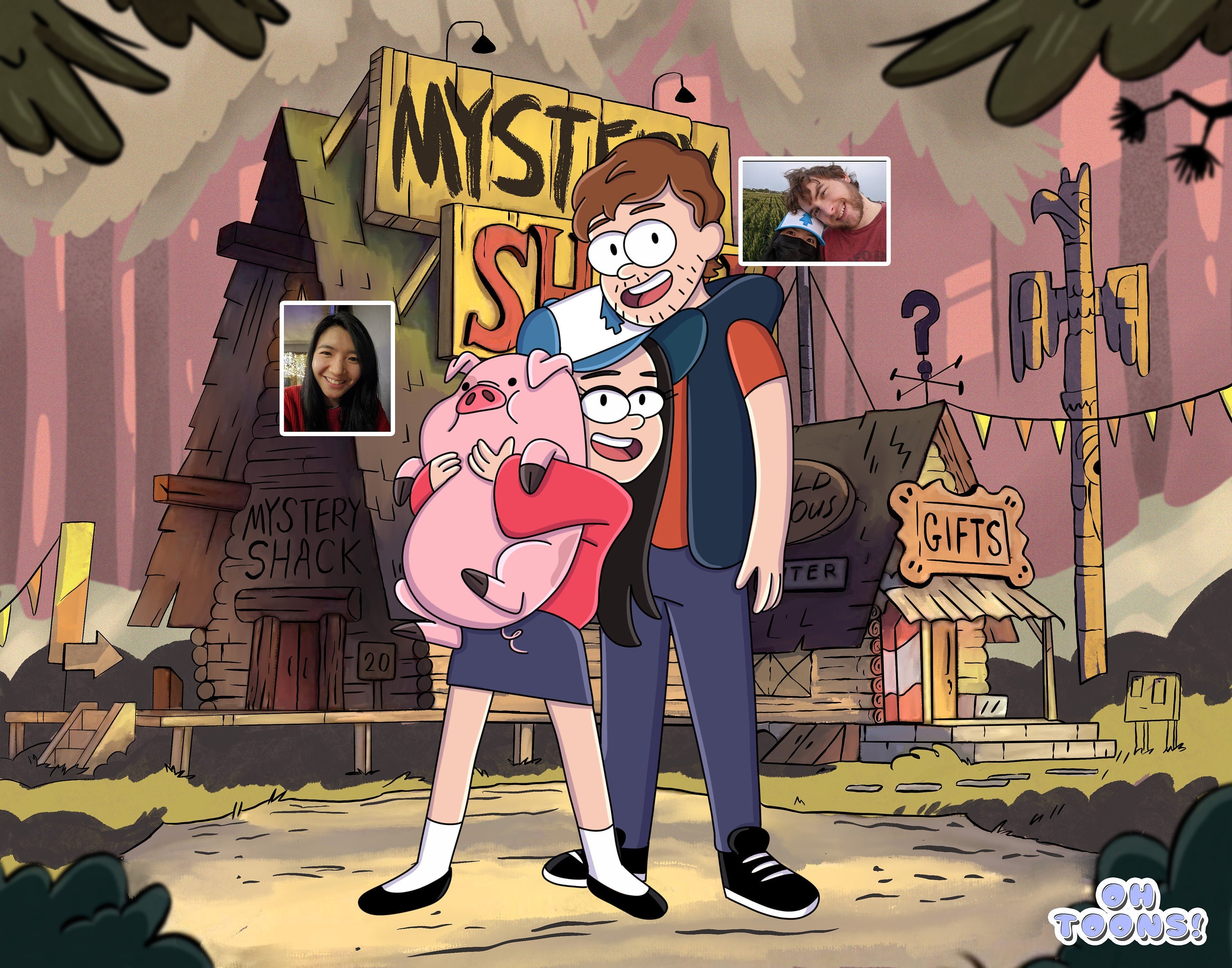 Gravity Falls Style Family Portrait, Custom Cartoon Illustration - Etsy