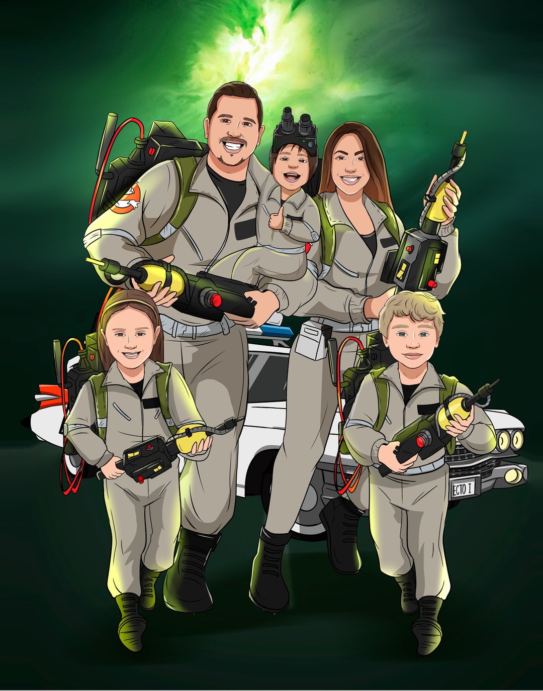Custom Ghostbusters Portrait, Custom Family Portrait From Photo, Big ...