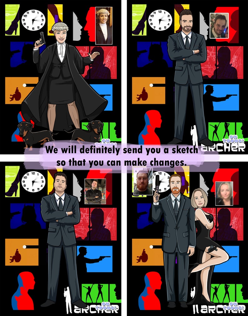 Archer Portrait Archer Couple Portrait Secret Agent Digital - Etsy