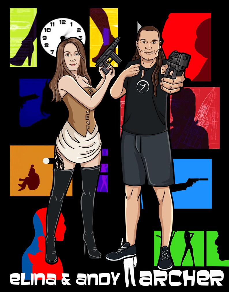Custom Archer Portrait, Secret Agent Digital Illustration, Personalized ...