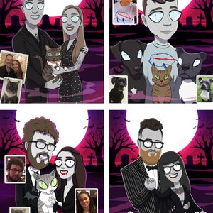 Custom Tim Burton Style Family Portrait, Halloween Illustration - Etsy