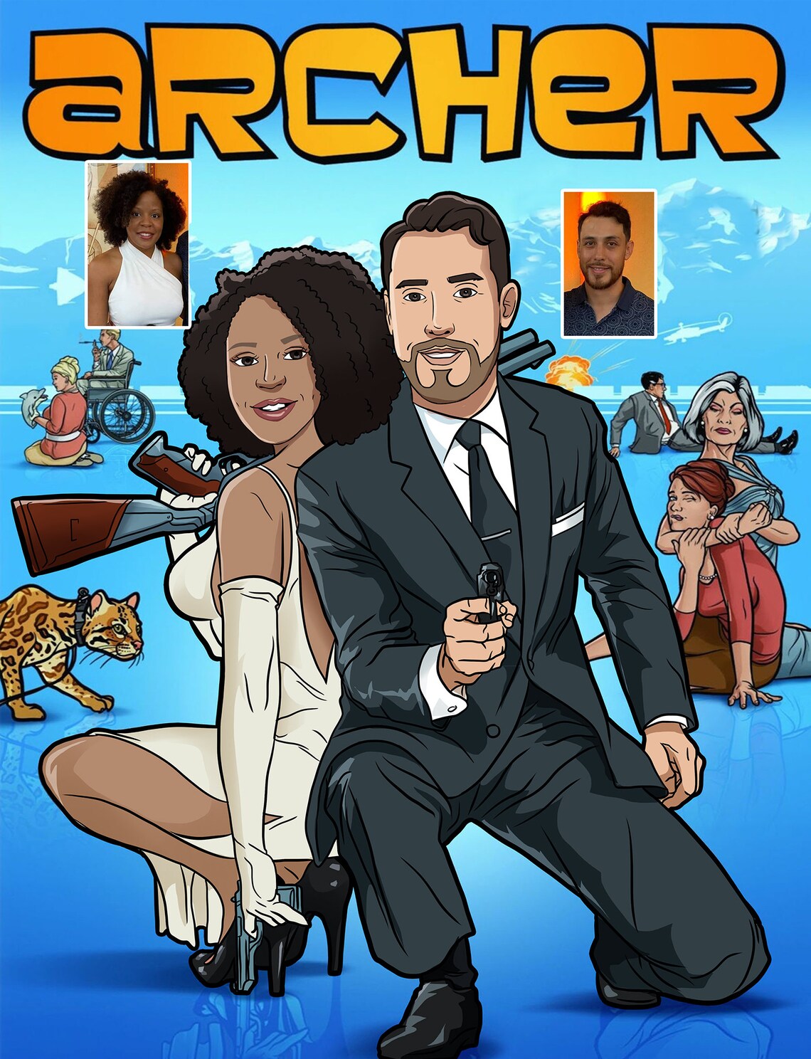 Archer Portrait Archer Couple Portrait Secret Agent Digital - Etsy