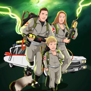 Custom Ghostbusters Portrait, Custom Family Portrait From Photo, Couple ...