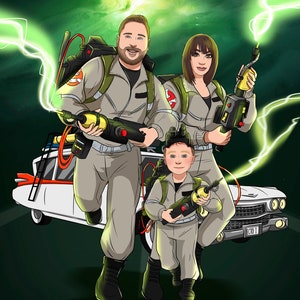 Custom Ghostbusters Portrait, Custom Family Portrait From Photo, Big ...