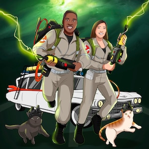 Custom Ghostbusters Portrait, Custom Family Portrait From Photo, Couple ...