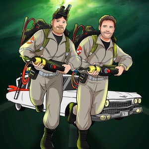 Custom Ghostbusters Portrait, Custom Family Portrait From Photo, Couple ...
