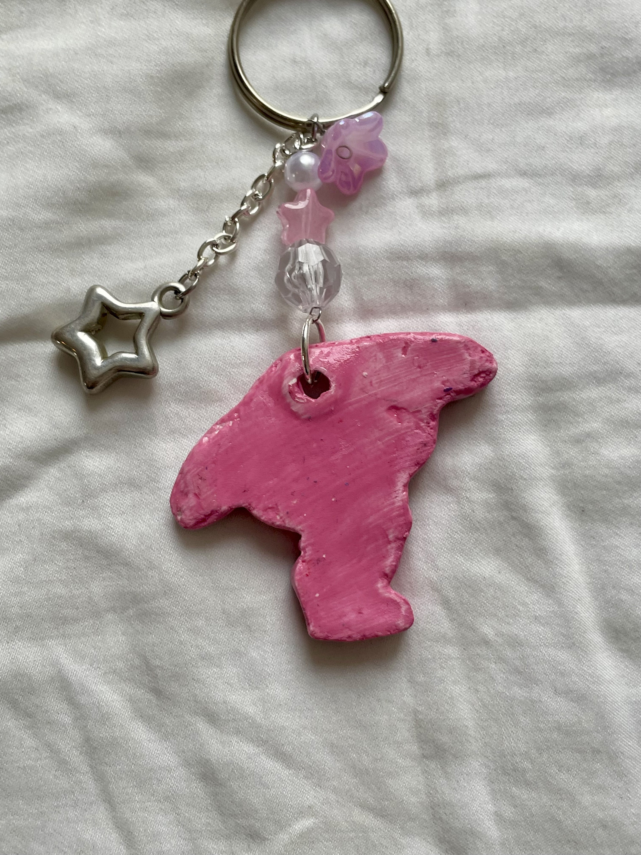 My Melody Sanrio Kawaii Hello Kitty Cute Pink Keychain With Silver Star ...