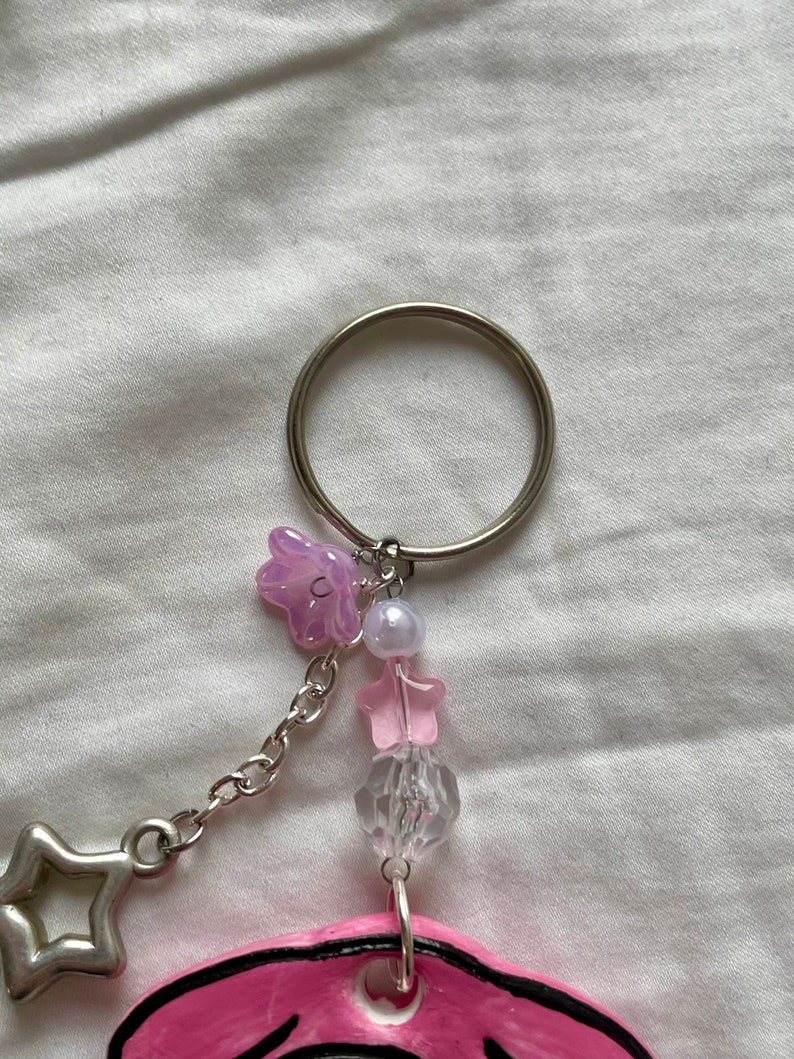 My Melody Sanrio Kawaii Hello Kitty Cute Pink Keychain With Silver Star ...