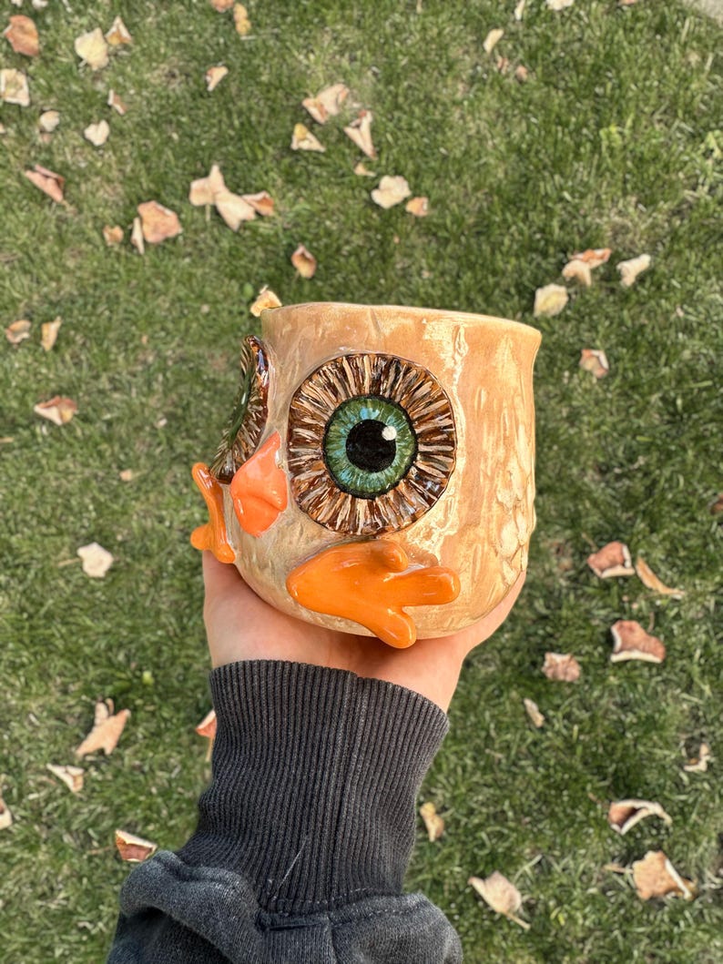 Ceramic Autumn Owl Cup - Etsy