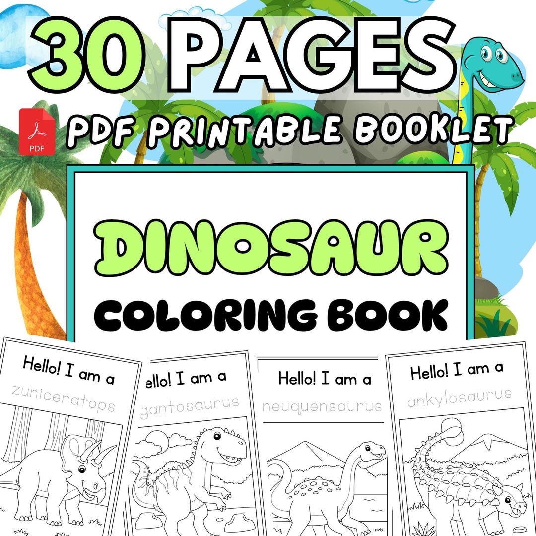 30 Dinosaur Coloring Pages for Kids | Toodlers Preschool Kindergarten ...