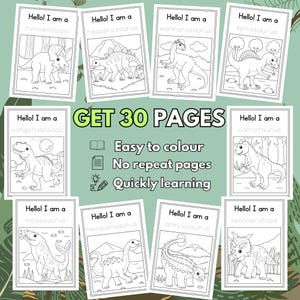 30 Dinosaur Coloring Pages for Kids | Toodlers Preschool Kindergarten ...