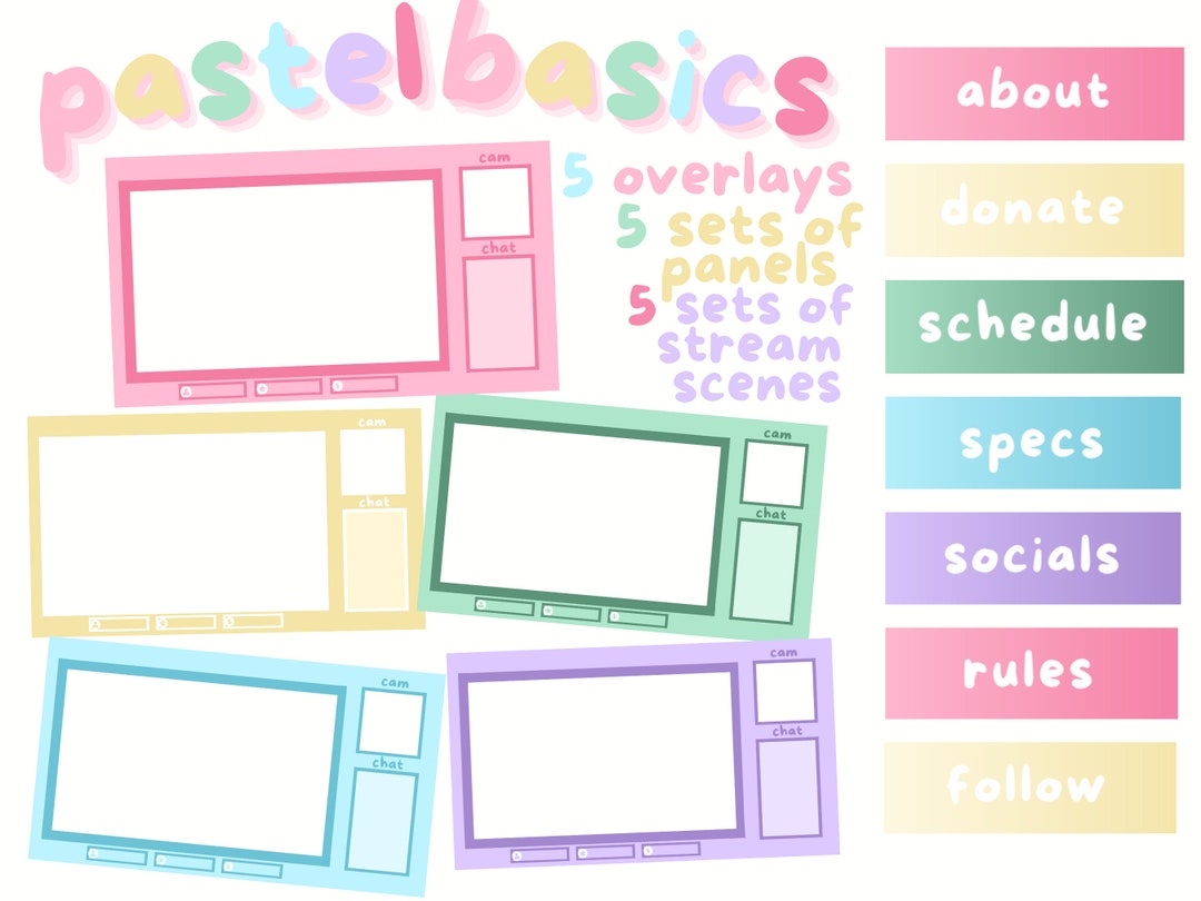 Pastel Basics Twitch Stream Overlays, Panels, and Video Scenes in Pink ...