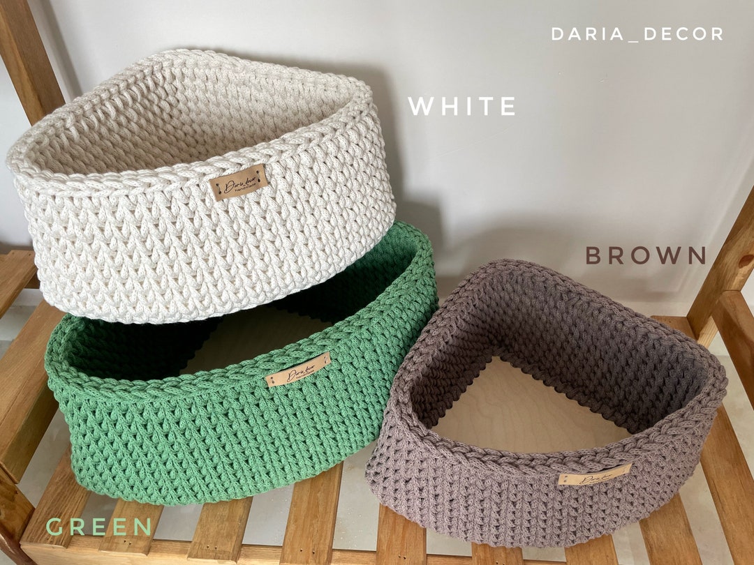 Cotton Triangle Storage Basket, Corner Shelf Basket, Bathroom Space ...